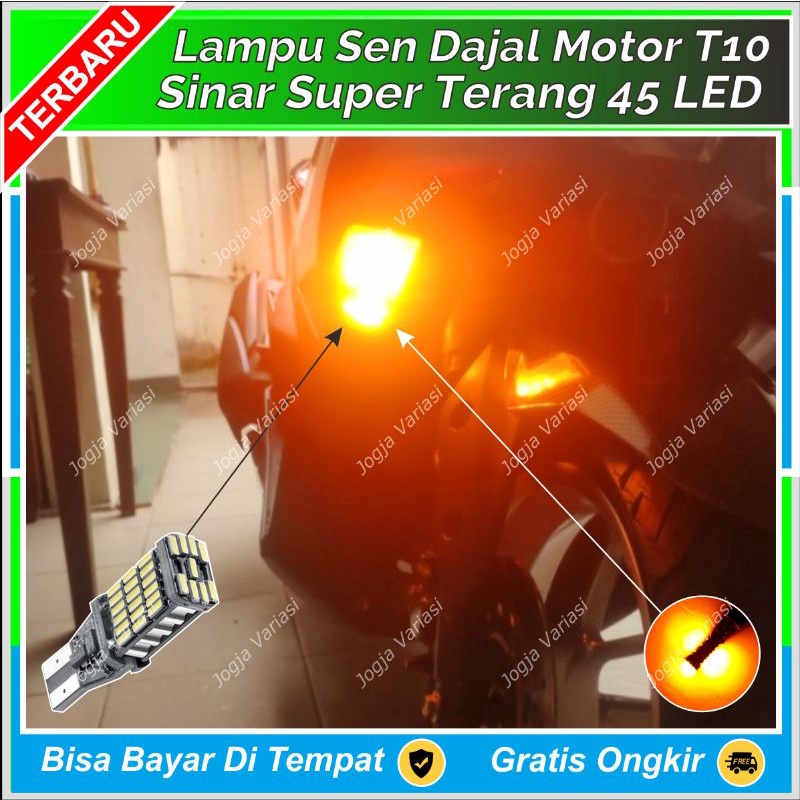 Jual LAMPU SEN DAJAL DAJJAL MOTOR T10 T15 LED SUPER BRIGHT 45 MATA CANBUS NO ERROR SUPER TERANG ...