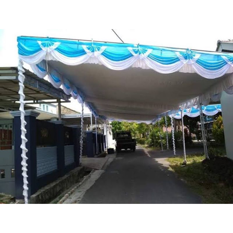Jual Plafon tenda datar+rumbai+penutup tiang 6x6 | Shopee Indonesia