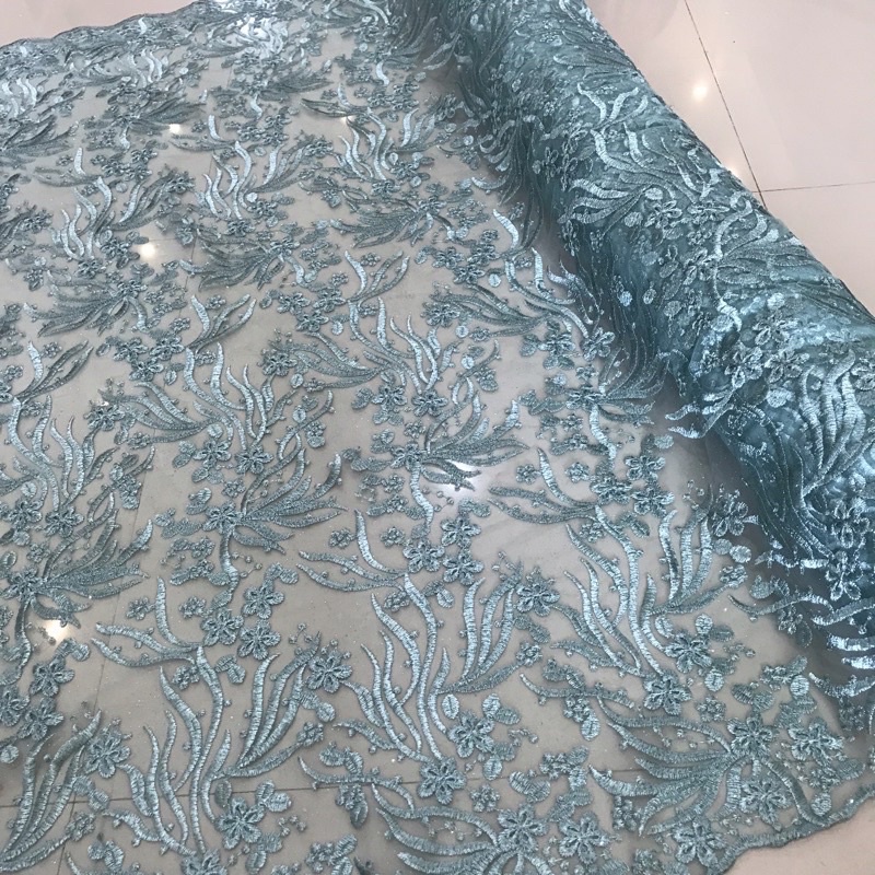 Jual KANARA - KAIN TULLE AKAR BORDIR BUNGA MERAMBAT - BROKAT TILLE ECER ...