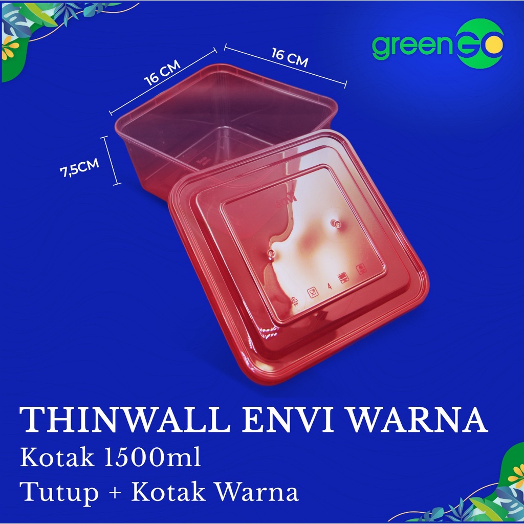 Jual THINWALL 1500ML SET TUTUP FULL WARNA ISI 25 SET MERK ENVI THINWALL WARNA PREMIUM KOTAK ...