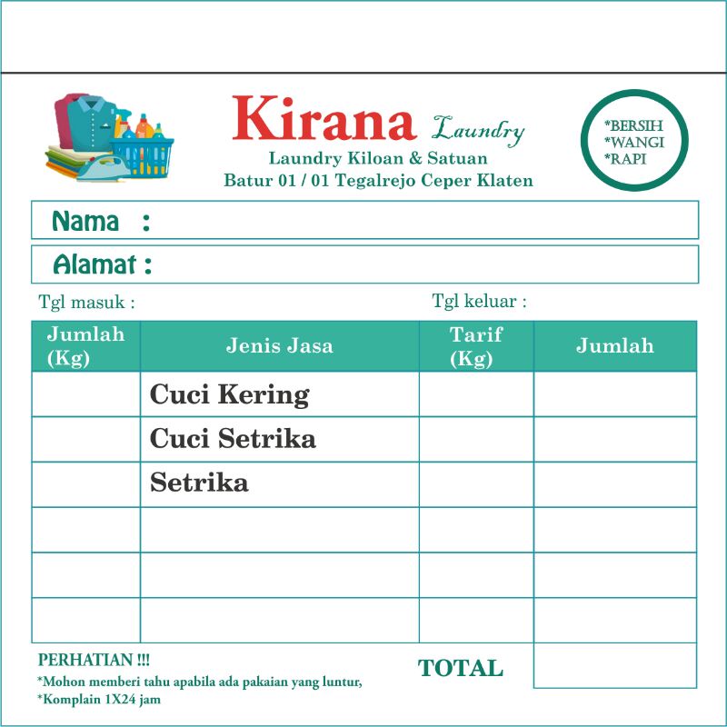 Jual NOTA CUSTOM/NOTA LAUNDRY/NOTA 2PLY/NOTA | Shopee Indonesia