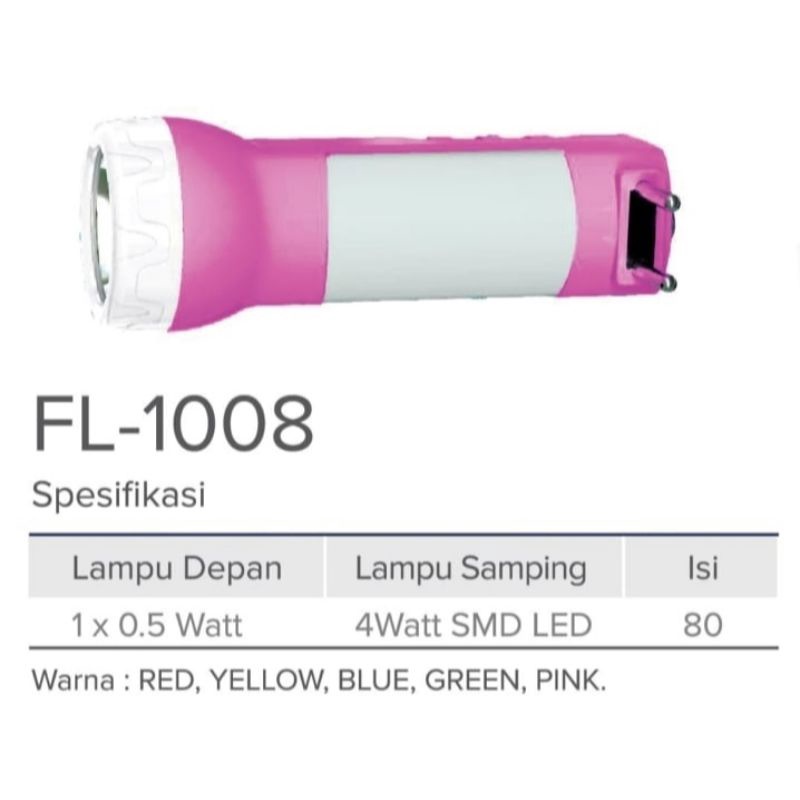 Jual Senter + Emergency Push On FL 1008 (0,5W + 4W) | Shopee Indonesia