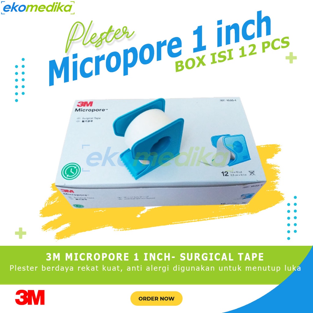 Jual PLESTER MICROPORE 3M PER BOX - SURGICAL TAPE MICROPORE 1 INCH 2 ...