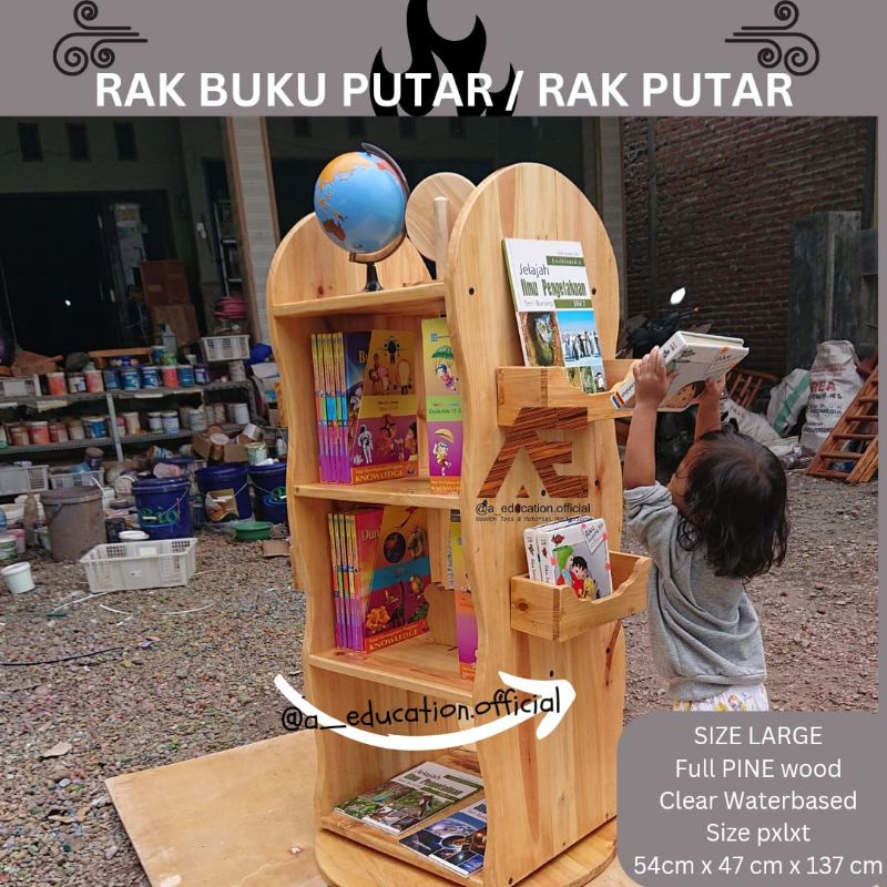 Jual Rak Buku Putar Rak Putar Kayu Pinus Premium | Shopee Indonesia