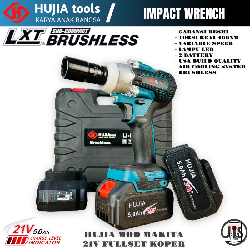 Jual IMPACT WRENCH HUJIA MOD MAKITA 21V FULL SET. MESIN PEMBUKA BAUT ...
