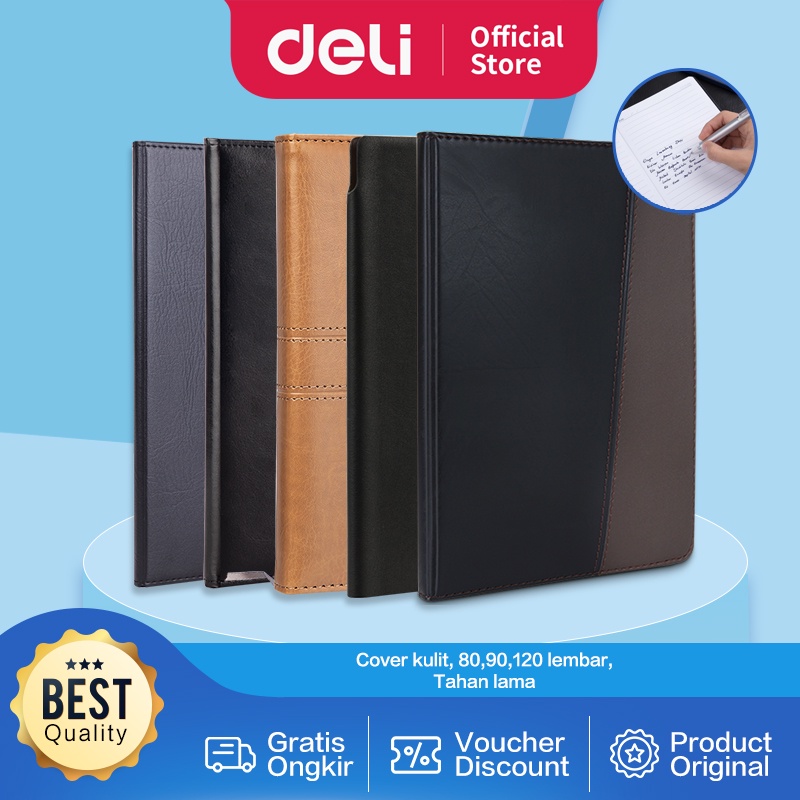 Jual Deli Notebook Buku Catatan Cover Kulit 80/90/120 Lembar, Terdapat ...