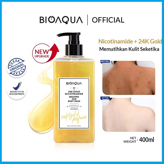 Jual BIOAQUA 24K Gold Nicotimade Brighten Skin Body Wash 400ml | Shopee Indonesia