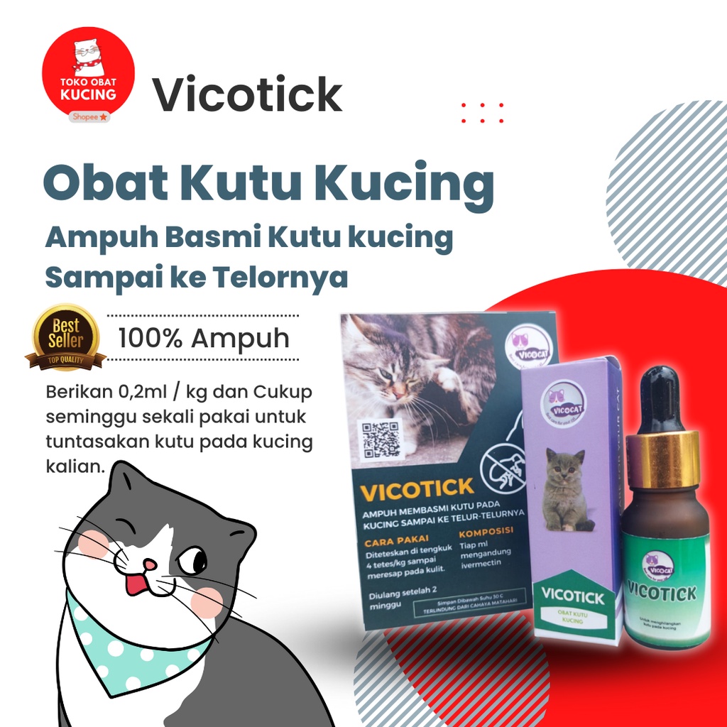 Jual Obat Kutu Kucing AMPUH VICOTICK Basmi Kutu Sampai Telornya Aman ...