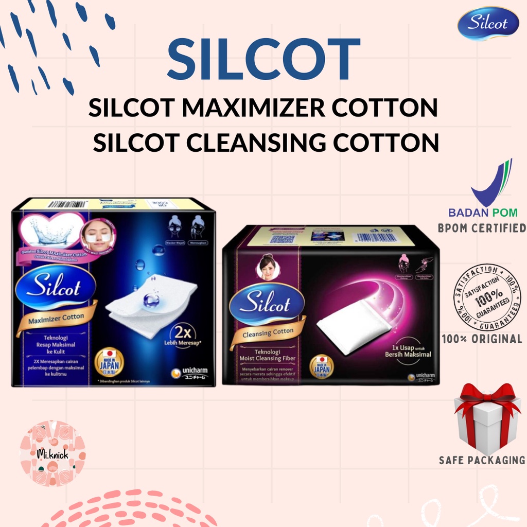Jual SILCOT MAXIMIZER COTTON 40pcs & Silcot Cleansing Cotton 82pcs ...