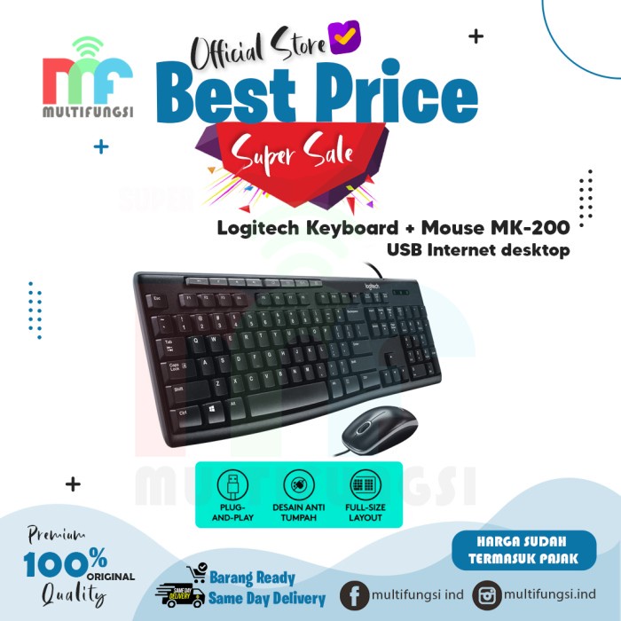Jual Logitech Mk200 Keyboard Mouse Usb Garansi Resmi Mk 200
