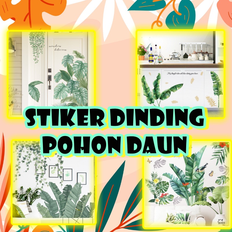 Jual GEM - STIKER DINDING DAUN STIKER POT STIKER POHON STIKER DINDING ...