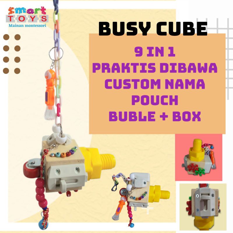 Jual smart toys BUSY CUBE CUSTOM NAMA balok sibuk mainan edukasi ...