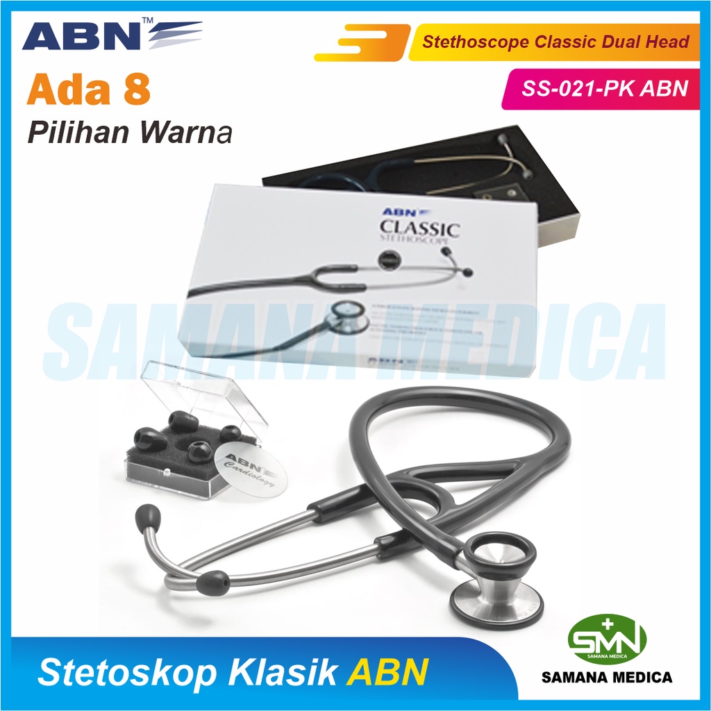 Jual Stetoskop ABN CLASSIC Adult / Dewasa SS-021-PK ABN Stethoscope Classic Dual Head Kualitas ...