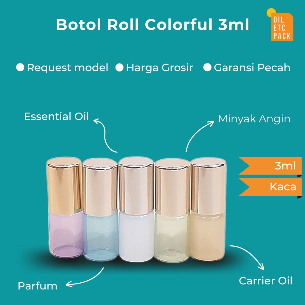 Jual Botol Roll Mini Kaca Colorful Thin 3ml / Roller Stainles / Wadah ...