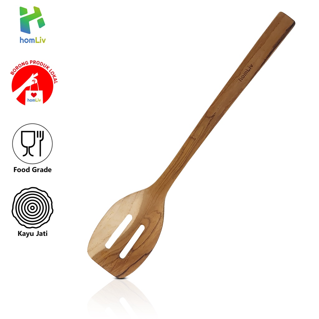 Jual homLiv Sutil Kayu Jati 35 Cm Tamara Teak Wood Alat Masak Foodgrade ...