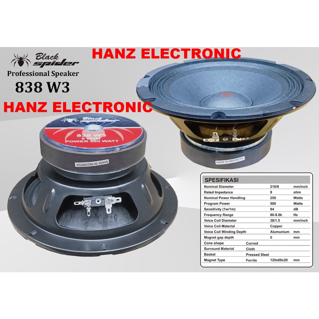 Jual Speaker Middle 8 inch Blackspider 8 inch Black spider 838 W3 midle 8 inch | Shopee Indonesia