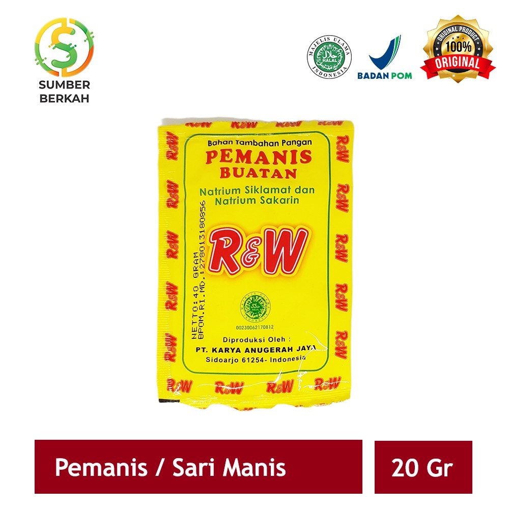 Jual Sari Manis Pemanis Buatan Sodium Super Rajawali R&W RW 20 gr ...