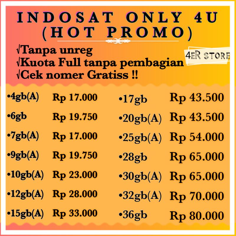 Jual TERLENGKAP!!PAKET DATA INDOSAT FREEDOM INTERNET HOT PROMO (ONLY 4U ...
