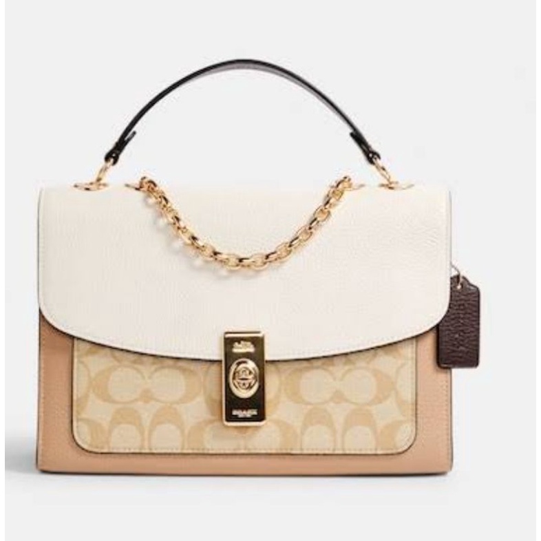 Jual Coach Lane Shoulder Bag In Signature Canvas Light Khaki White ...