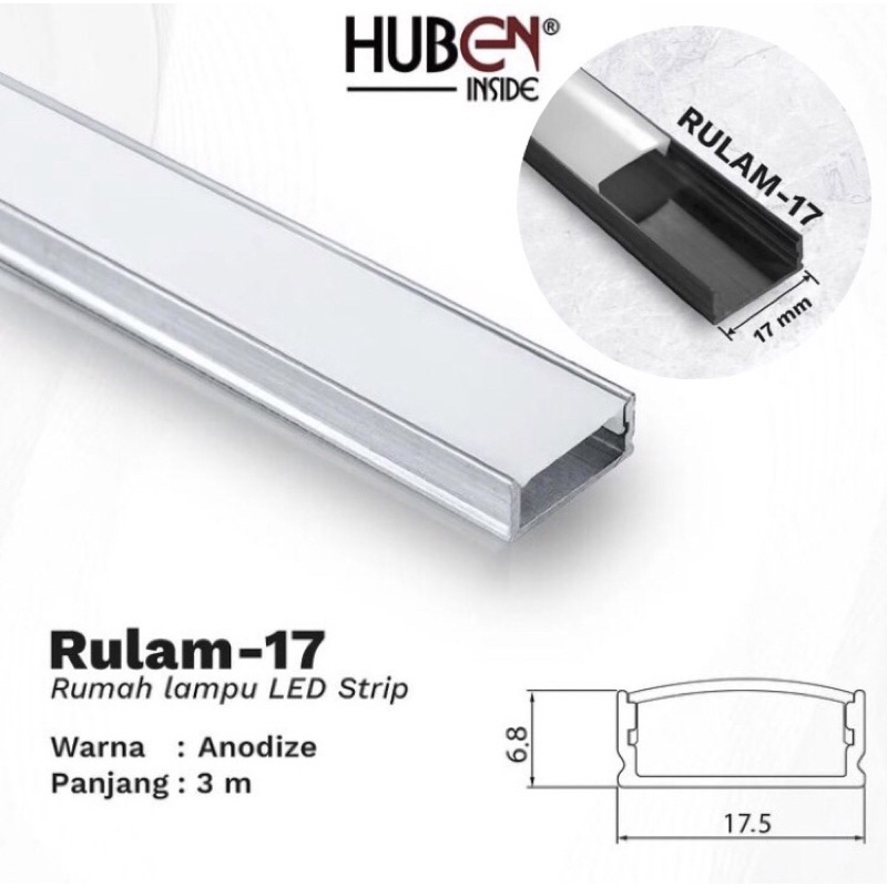 Jual List Rel Rumah Lampu HUBEN RULAM-17 Led Strip Alumunium Acrylic ...