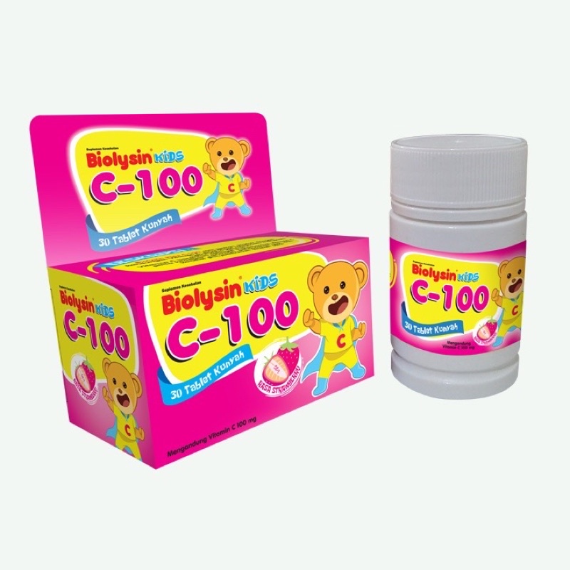 Jual Biolysin Kids Vitamin C-100 Tablet Kunyah Rasa Strawberry - 30 ...