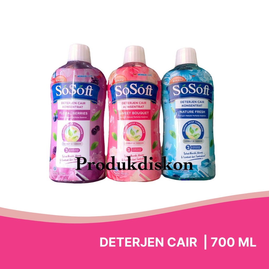 Jual SO SOFT Deterjen Cair Konsentrat Botol Sosoft 700 ML | Shopee ...