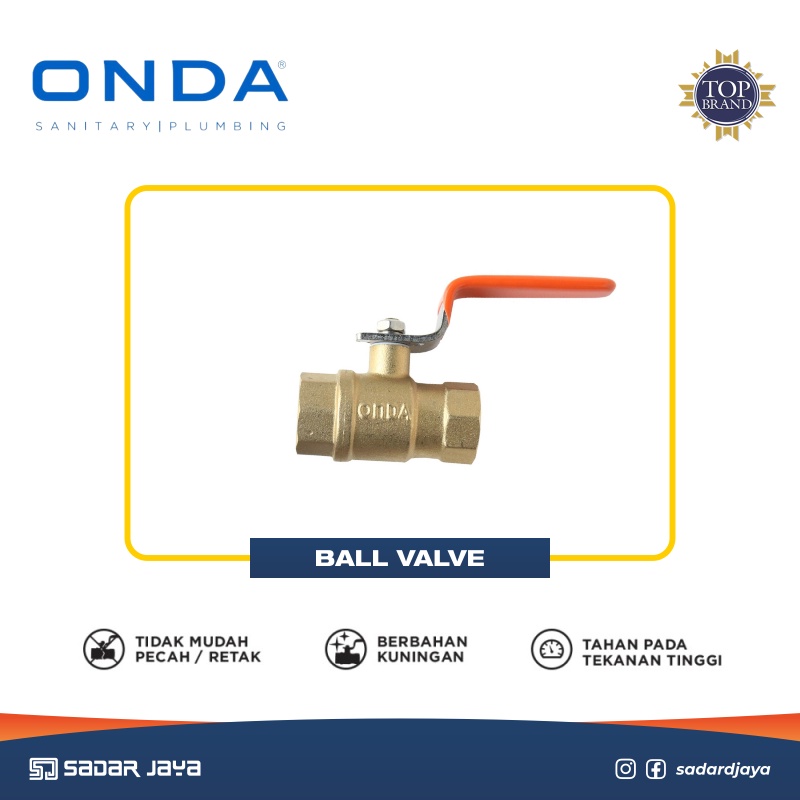 Jual ONDA Ball Valve 1-1/4" Katup Keran Stop Kran Kuningan Drat Dalam Brass | Shopee Indonesia