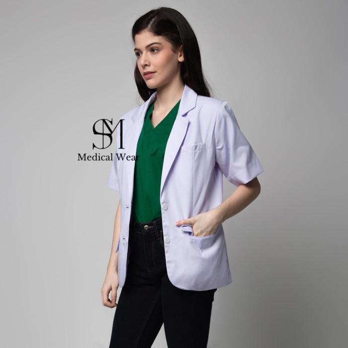 Jual Seragam Jas Dokter Wanita Lengan Pendek Sneli Dokter Blazer Sm ...