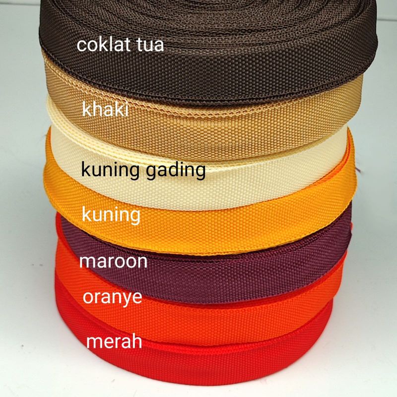 Jual tali bisban polos webbing warna ukuran 2,5 cm 1 roll panjang 27 ...