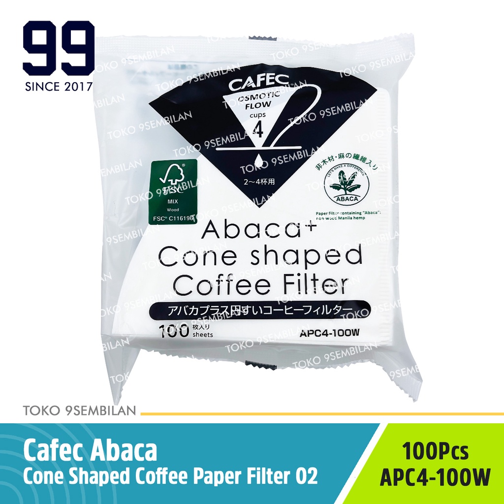 Jual Cafec Abaca White Coffee Filter V60 02 100Pcs Osmotic Flow APC4 ...