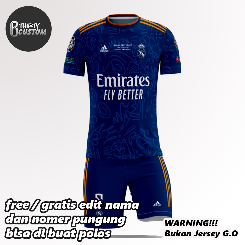 Jual JERSEY REAL MADRID AWAY 2022/2023 FULL PRINTING FREE EDIT NAMA DAN NO PUNGGUNG | Shopee ...
