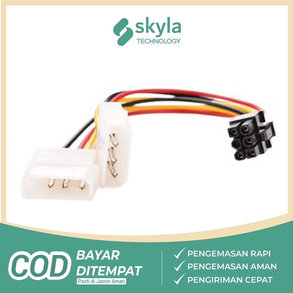 Jual Kabel Power Konektor VGA 6 Pin / Kabel Power Dual Molex to VGA 6 ...