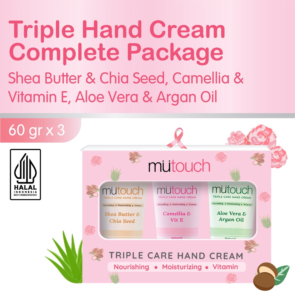 Jual PAKET COMPLETE - MuTouch Triple Care Hand Cream 60gr x 3 | Shopee ...