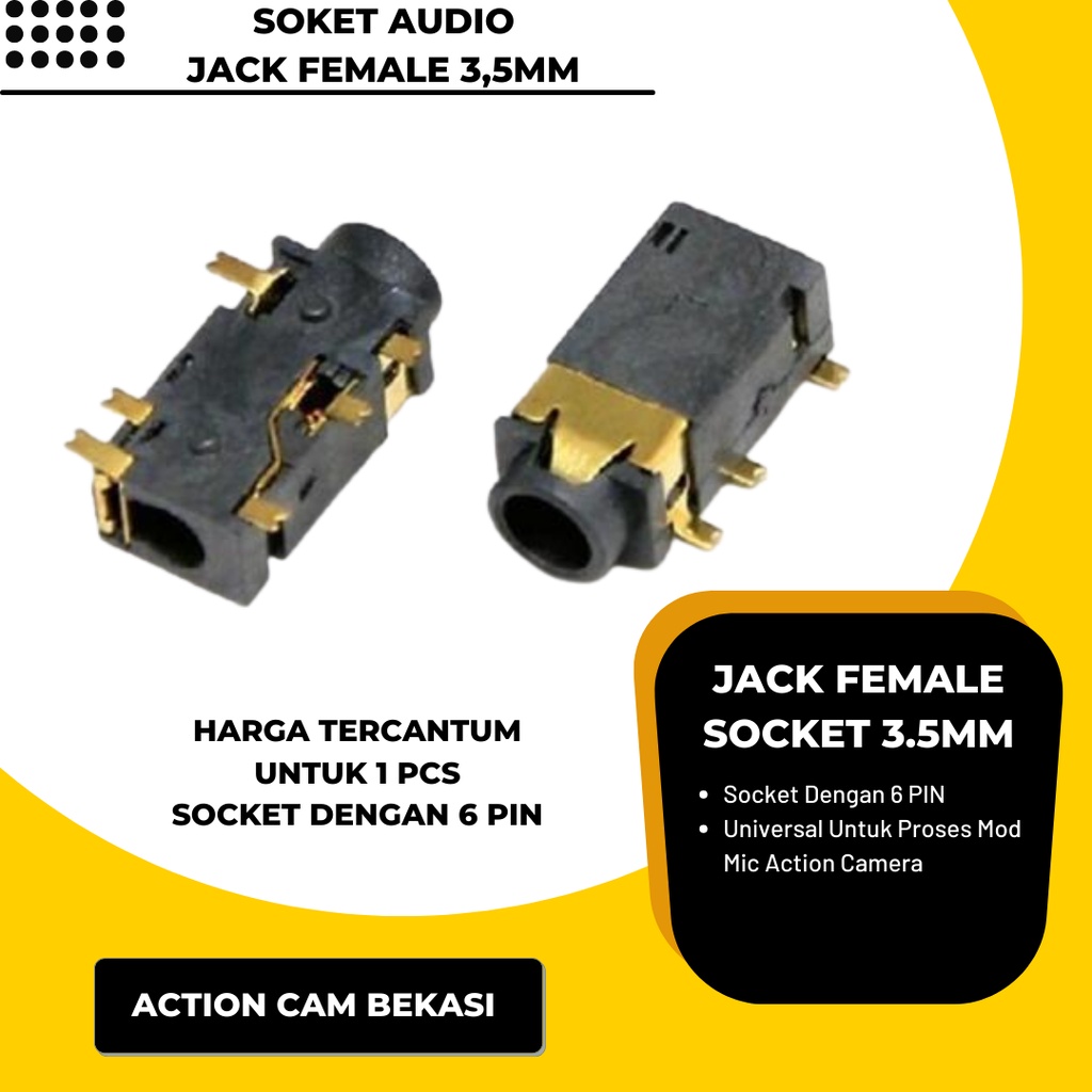 Jual Soket Jack Female 3,5mm Audio Socket 3.5 mm SMD Warna Gold Untuk ...