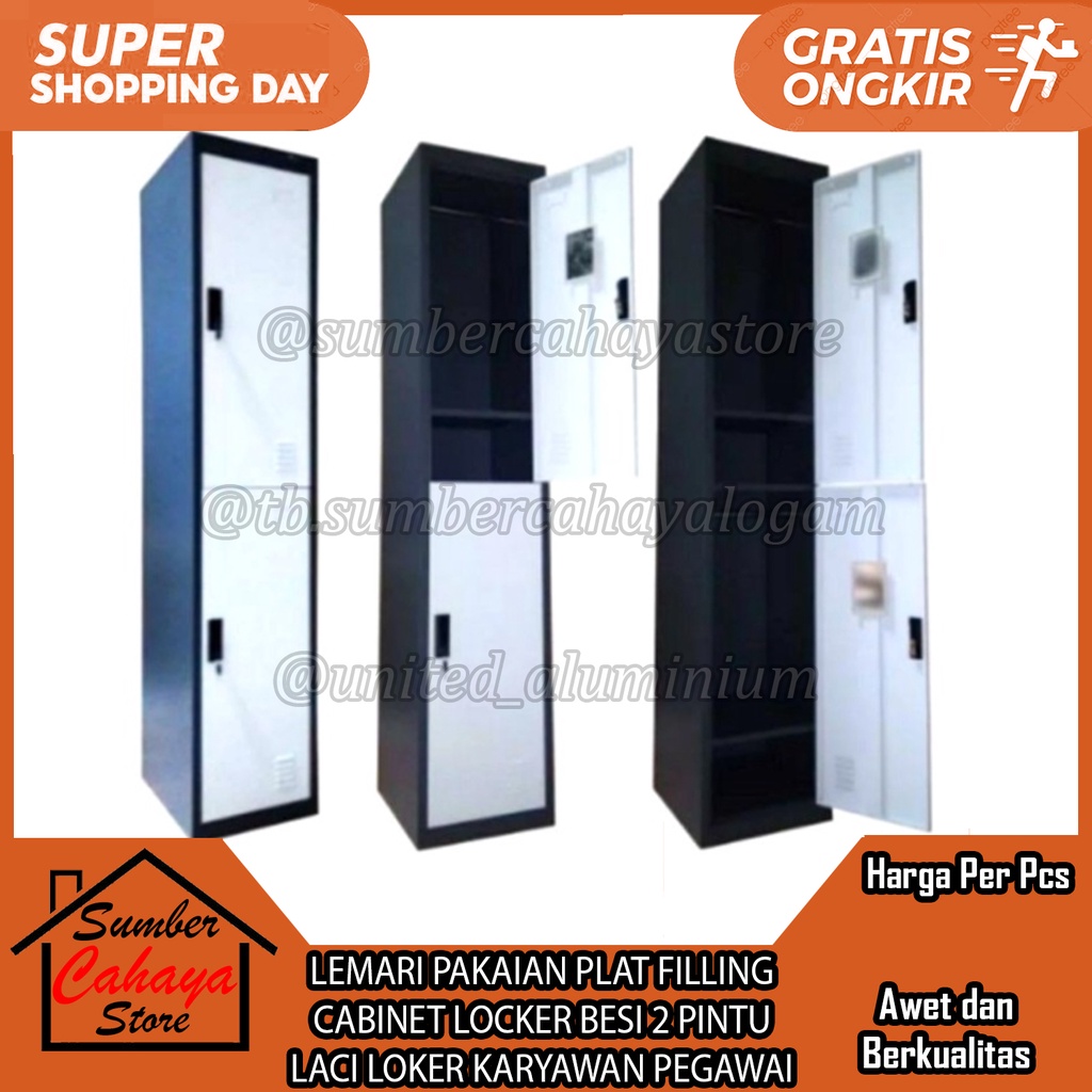 Jual LEMARI PAKAIAN PLAT FILLING CABINET LOCKER BESI 2 PINTU LACI LOKER ...