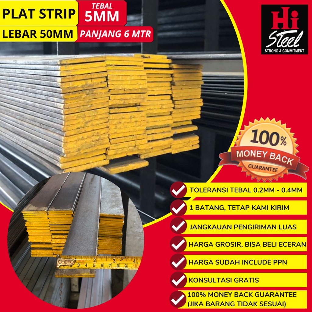 Jual Plat Strip 5mm X 5cm X 6m | Shopee Indonesia