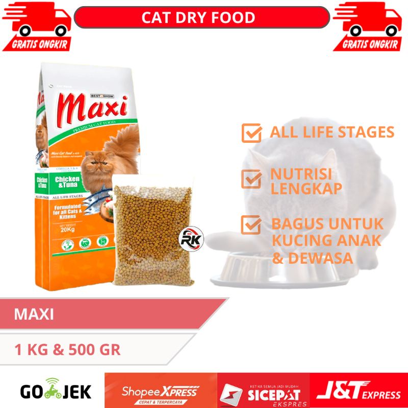 Jual MAXI CAT FOOD Maxi Chicken & Tuna Dry Food Cat Food Makanan Kucing ...