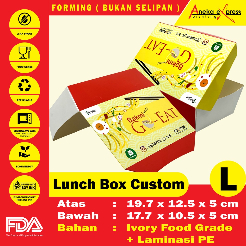 Jual CUSTOM PRINT PAPER LUNCH BOX KEMASAN MAKANAN UKURAN M DAN UKURAN L ...
