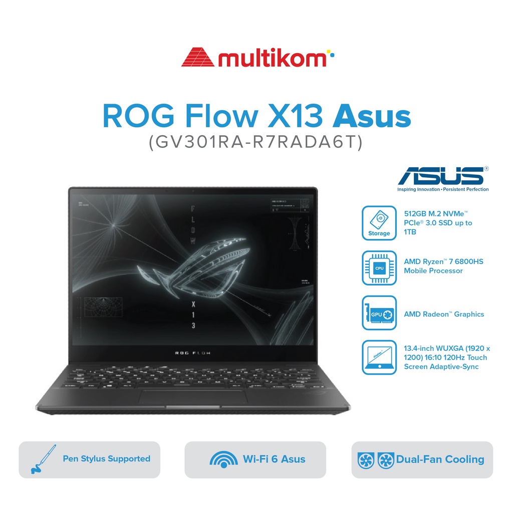 Jual ASUS ROG FLOW X13 GV301RA R7RADA6T-O R7-6800HS 16GB 512SSD 120HZ ...
