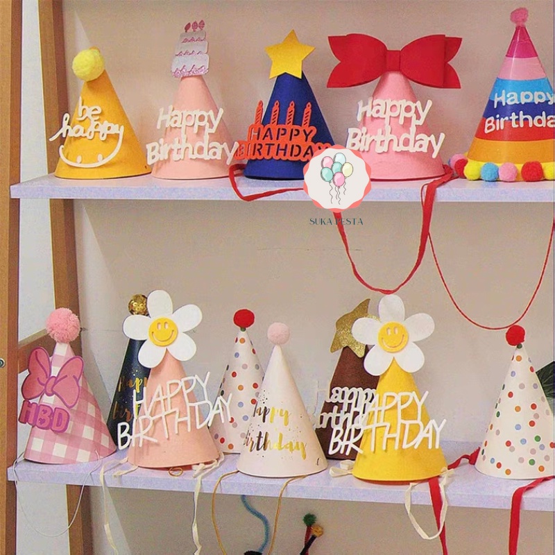 Jual TOPI ULTAH KERUCUT HBD BAHAN KAIN FLANEL / TOPI ULANG TAHUN / TOPI ...