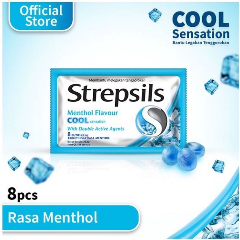 Jual Strepsils Permen Pelega Tenggorokan Menthol Flavour Cool Isi 8 ...