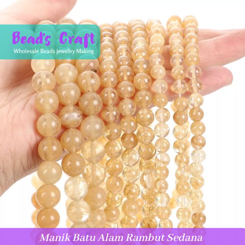 Jual Manik Batu Alam Rutilate Batu Rambut Sedana 4mm 6mm 8mm 10mm 12mm ...