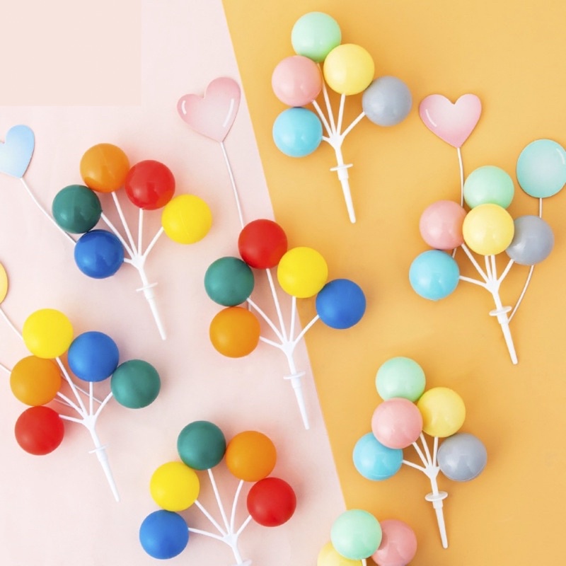Jual TOPPER KUE BALON BOLA 5 pcs WARNA WARNI / CAKE TOPPER BALLOON BALL BALLS COLOR MACAROON ...