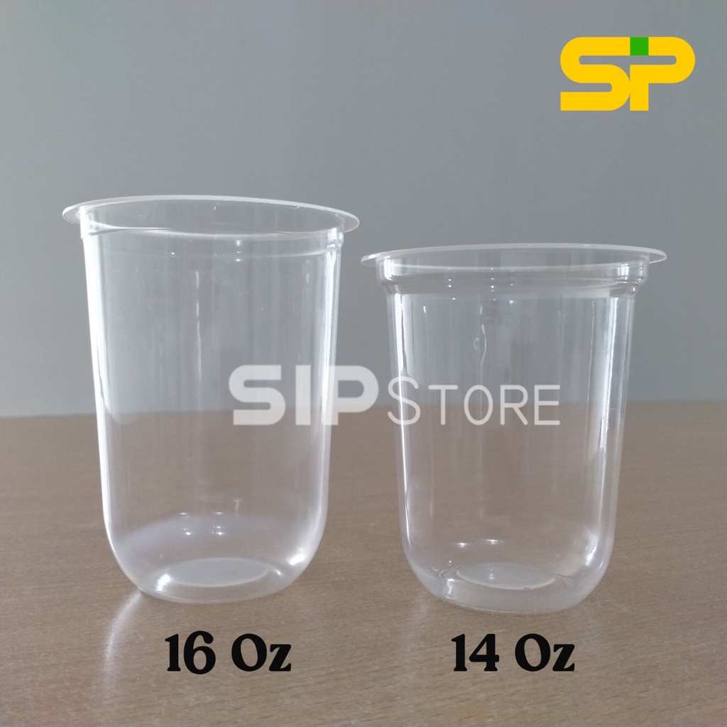 Jual Gelas Plastik Oval 14oz 16oz / Cup Oval PP Bulat Tebal / Gelas ...