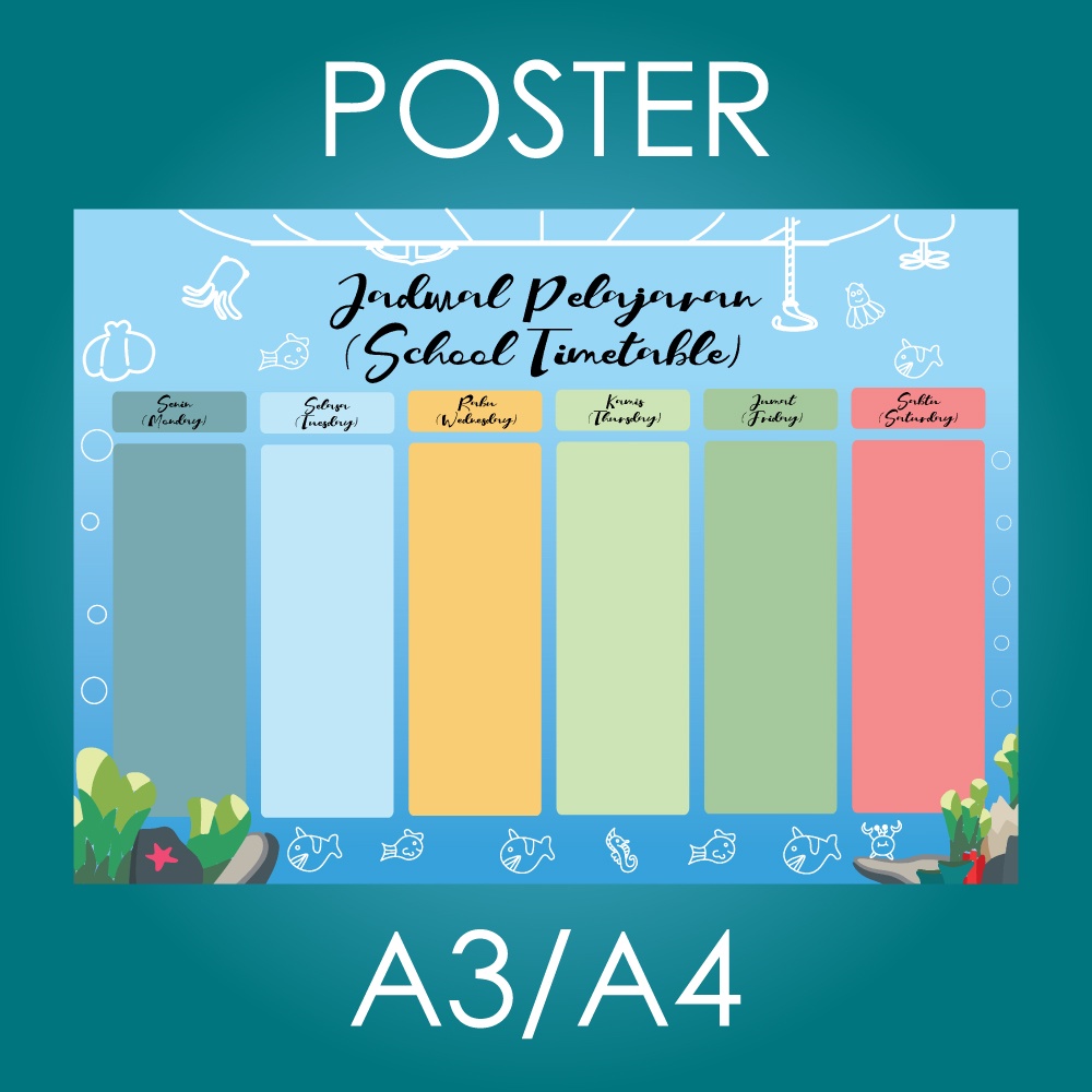 Jual Poster Jadwal Pelajaran (School Timetable) - Ukuran A3/A4 | Shopee ...