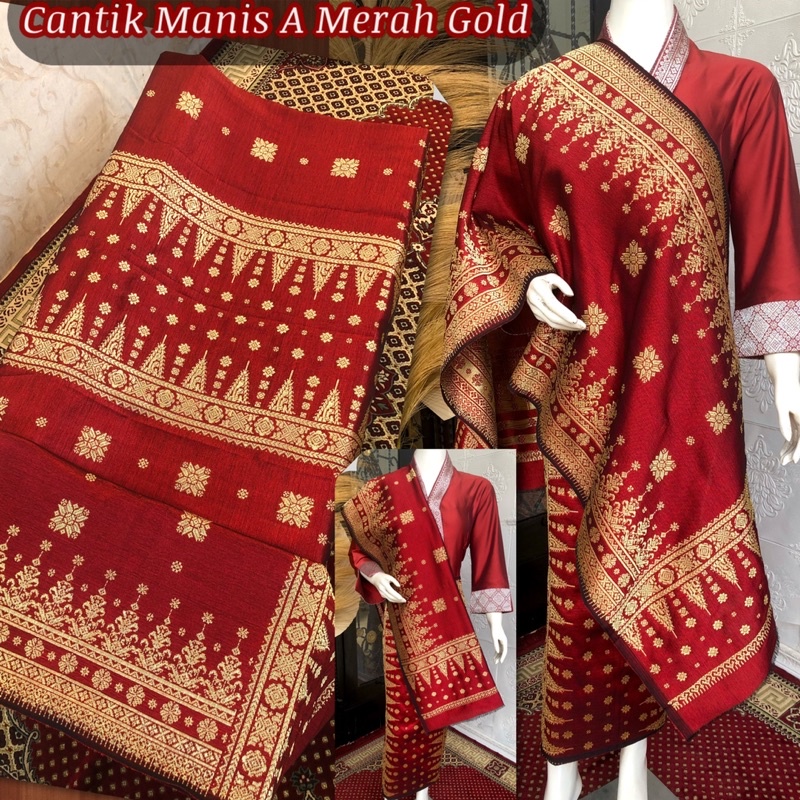 Jual Songket Cantik Manis Merah A merah Gold /songket tenun asli ...