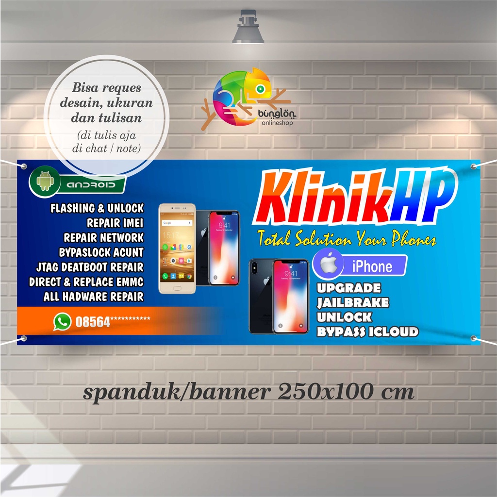 Jual Size 250x100 Cm Spanduk, Banner Hp, Service HP Custom | Shopee ...