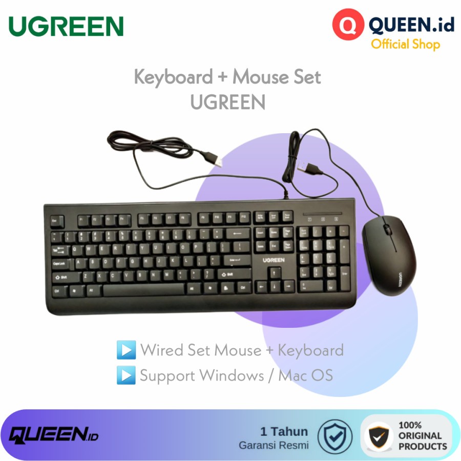 Jual UGREEN Keyboard Mouse Set Wired Kabel USB Support Windows Mac - 90561 | Shopee Indonesia