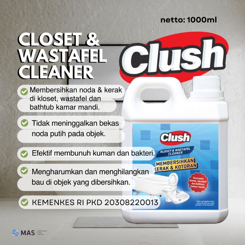 Jual Clush Kloset & Wastafel cleaner 1000ml 1 Liter pembersih closet Wastafel toilet wc kerak ...