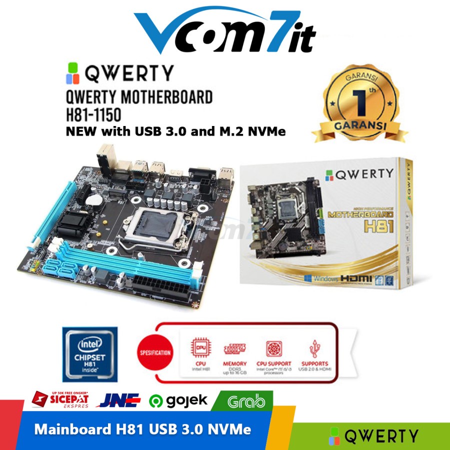Jual Motherboard Qwerty H81 LGA 1150 USB 3.0 M.2 NVMe Ready | Shopee Indonesia